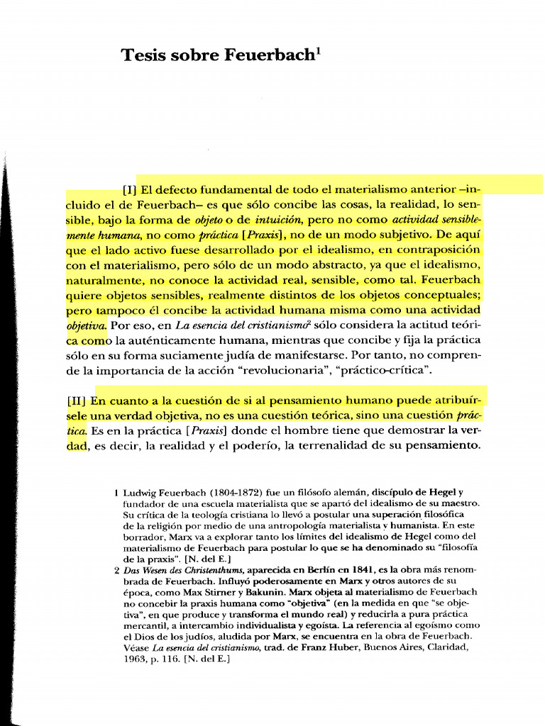 K. MARX - Tesis Sobre Feuerbach | PDF | Materialismo | Karl Marx