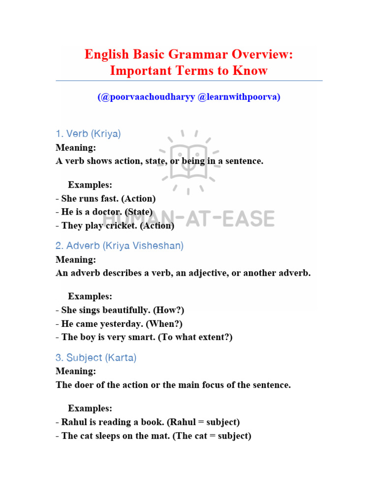 Basic Grammar Overview | PDF