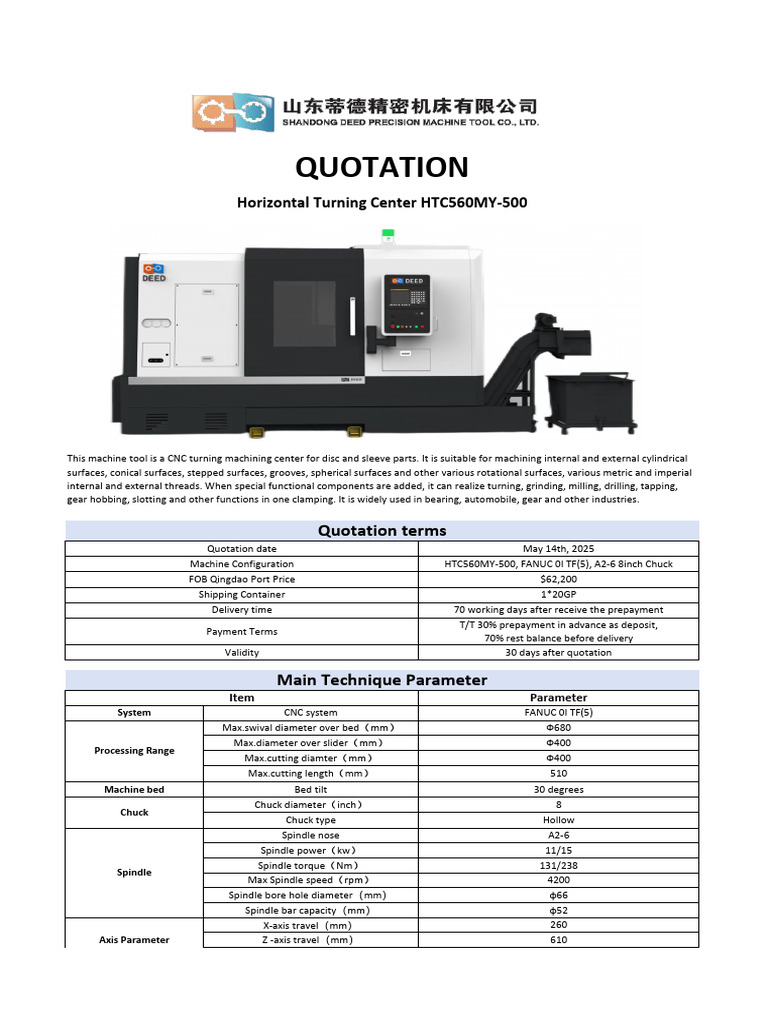 HTC560MY-500, FANUC 0I TF (5), A2-6 8inch Chuck | PDF | Machine Tool ...