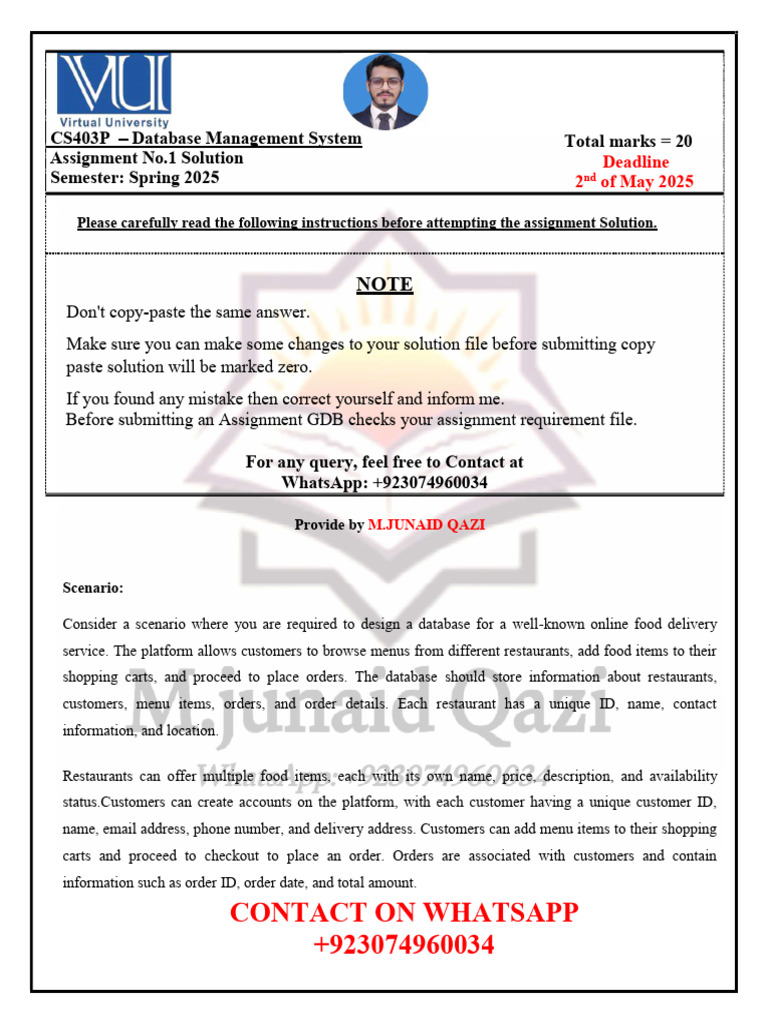 CS403P-Assignment 1 100% Coorect Solution Spring 2025 By M.junaid Qazi | PDF | Menu | Computing