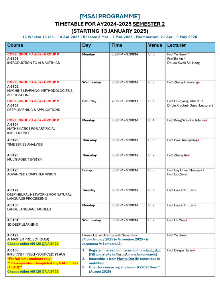 AI Programme Timetable AY2024-2025 | PDF | Artificial Intelligence ...