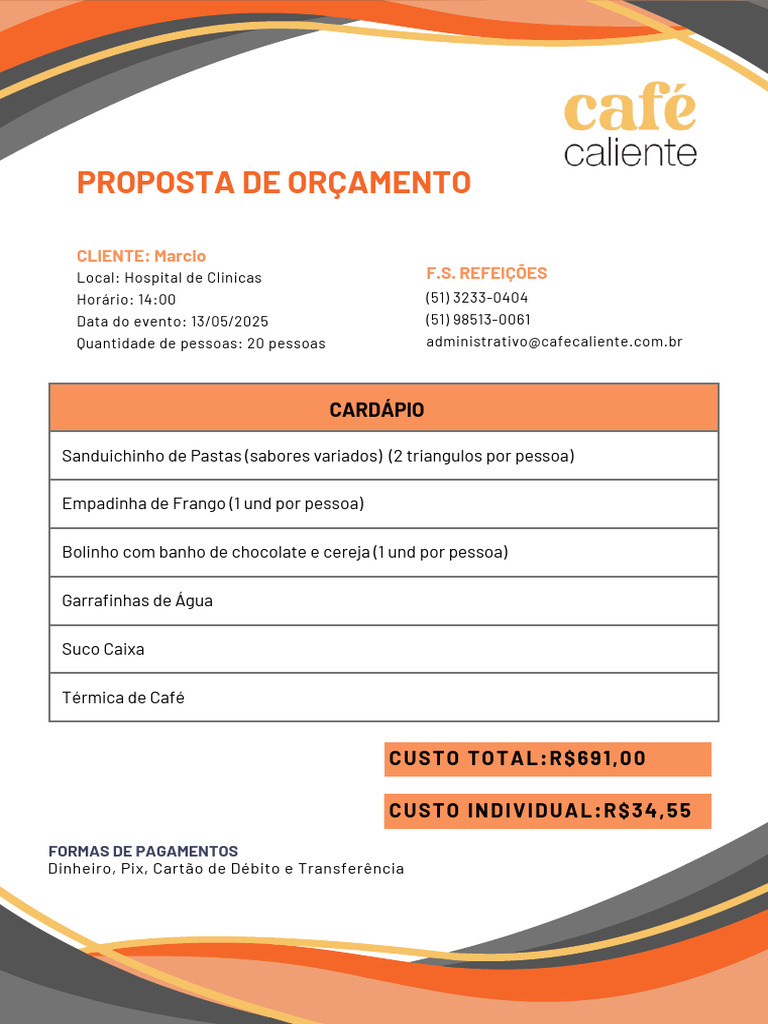 Proposta de Orçamento PDF | PDF