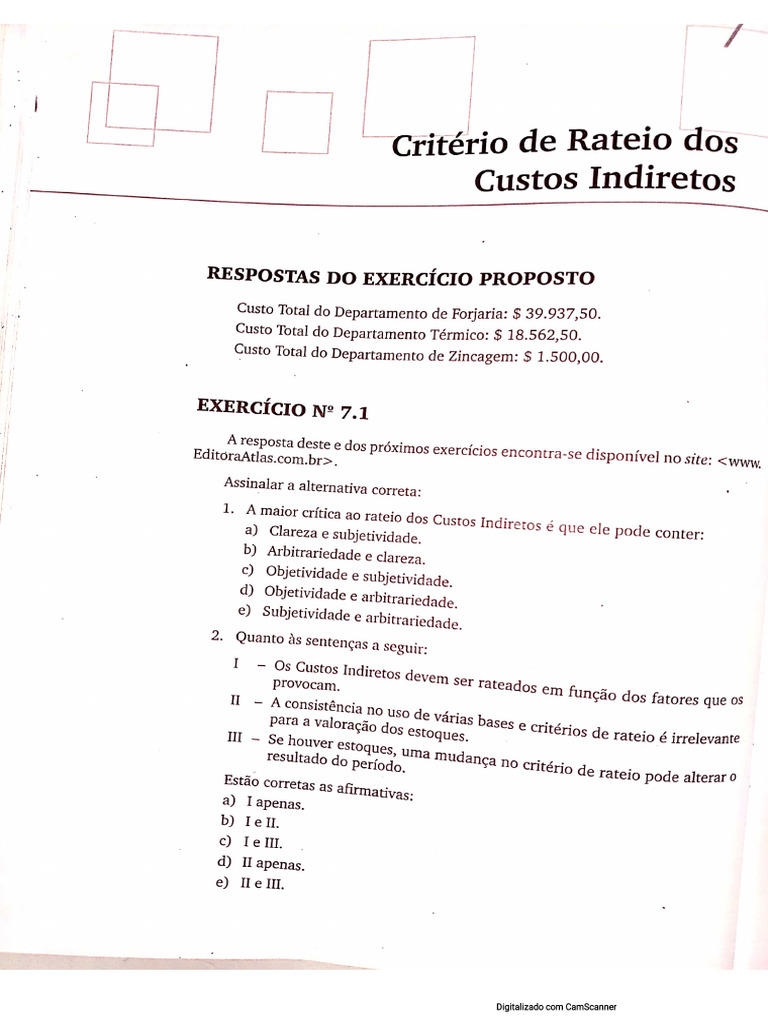 Cap 7 - Exercícios | PDF