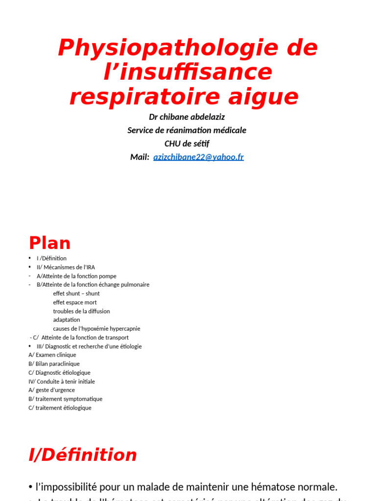 Physiopathologie de l'insuffisance respiratoire aiguë | PDF | Maladies ...