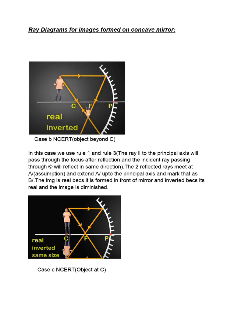Ray Diagrams For Images Formed On Concave Mirror | PDF