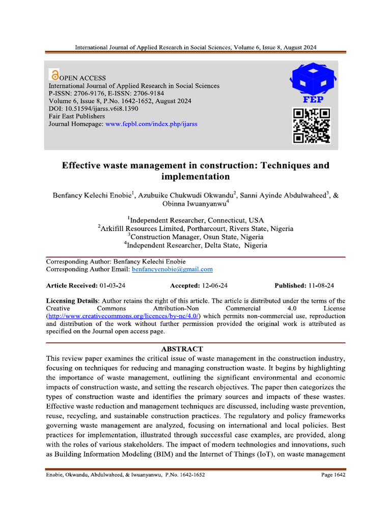 Article Solid Waste Management in Civil Construction | PDF