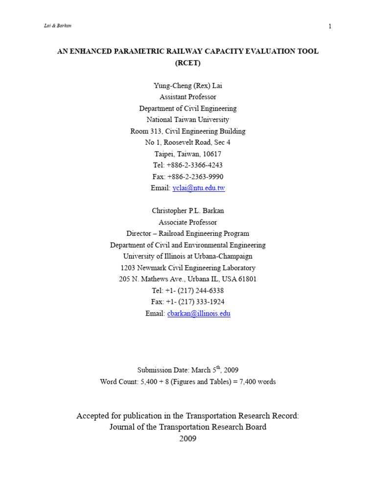 Enhanced Parametric Railway Capacity Evaluation Tool | PDF | Rail ...