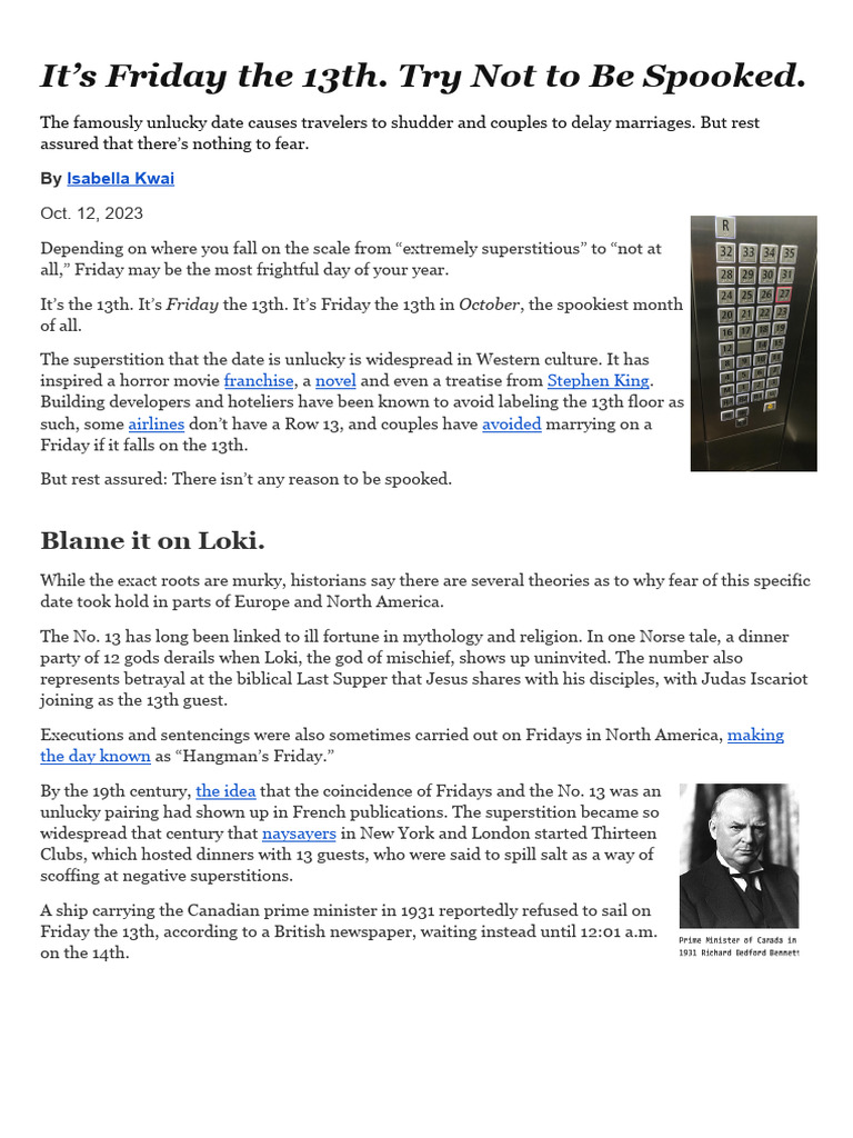 Annotated Copy of It's Friday The 13th. Try Not To Be Spooked. | PDF ...