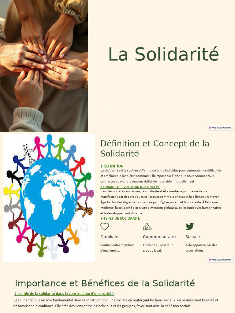 Définition et Importance de la Solidarité | PDF | Solidarité ...