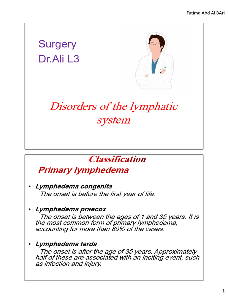 Surger - Dr.Ali L3 Disorders of The Lymphatic System | PDF | Human Diseases And Disorders ...