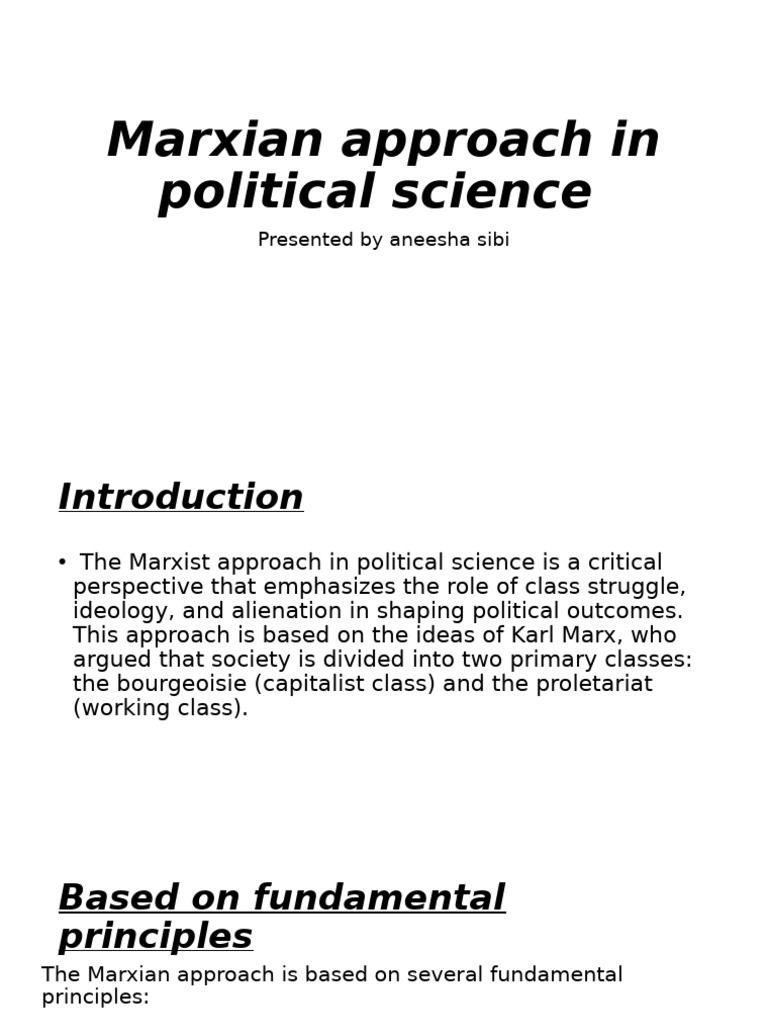 Marxian Approach in Political Science | PDF