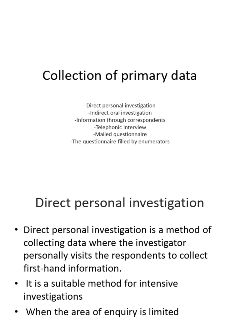 Collection of Primary Data Class 11 | PDF | Questionnaire | Survey ...