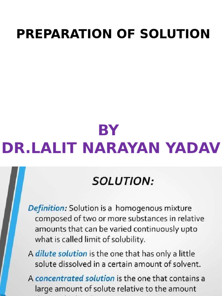 Preparation Of Solution Pdf