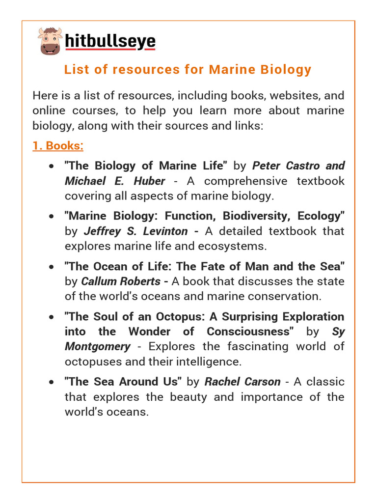 Marine Biology Resources Guide | PDF | Marine Biology | Conservation ...