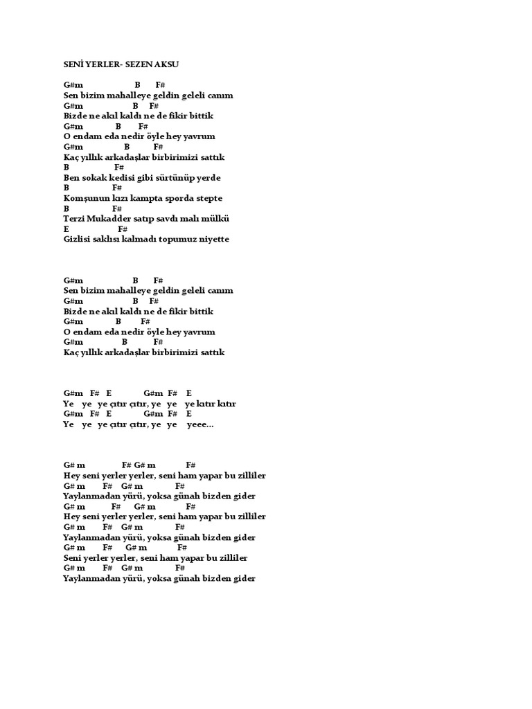 Sezen Aksu - Seni Yerler | PDF