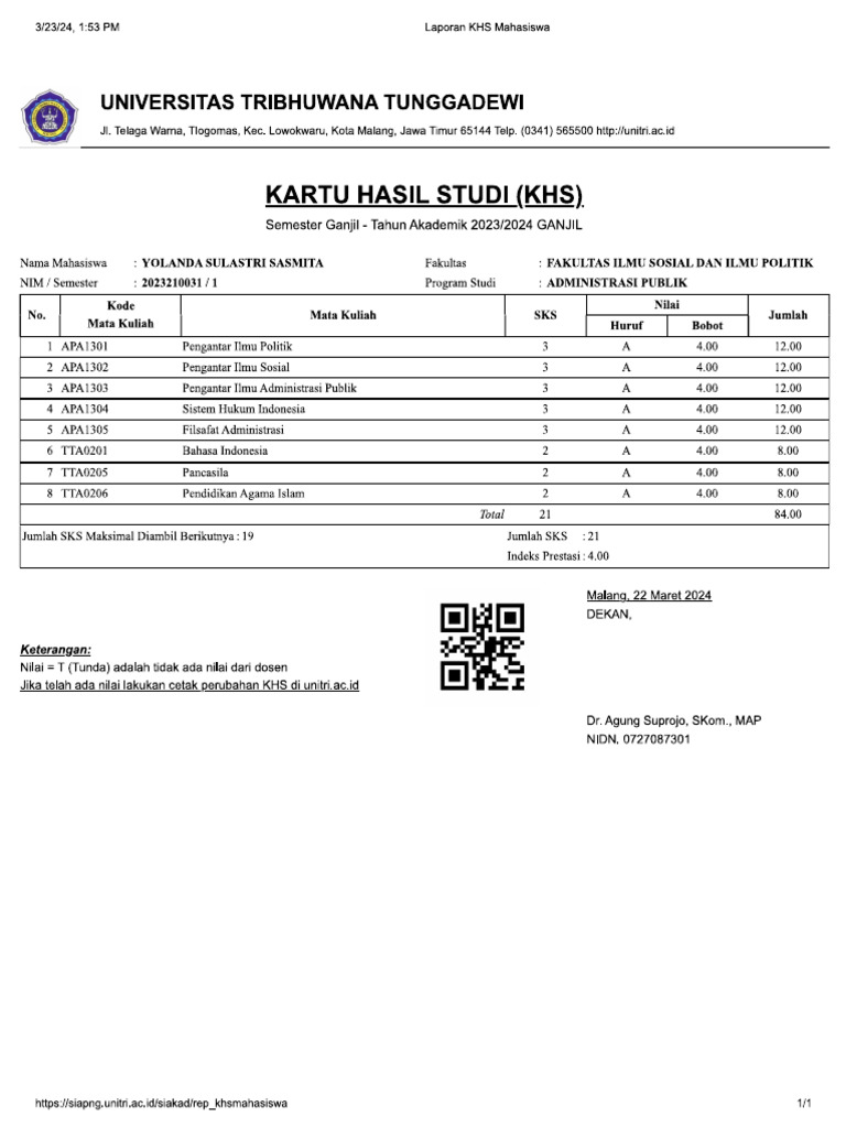 Khs Semester 1 | PDF