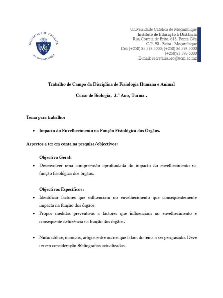 Modelo de Trabalho Do Campo Ucm | PDF