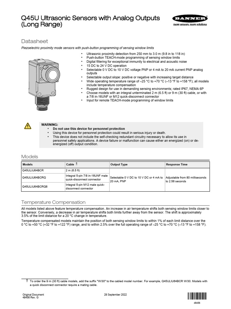 Capteur Ultrason DATASHEET | PDF | Legal Liability | Bipolar Junction ...