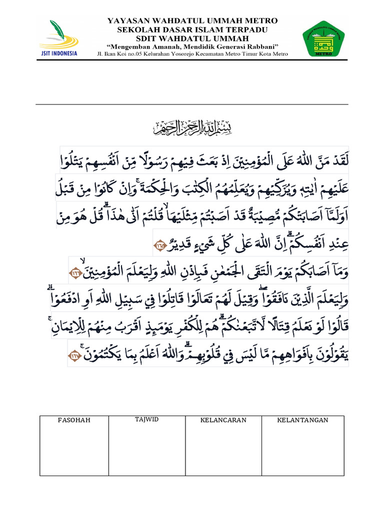 Soal Tahsin Ali Imron | PDF