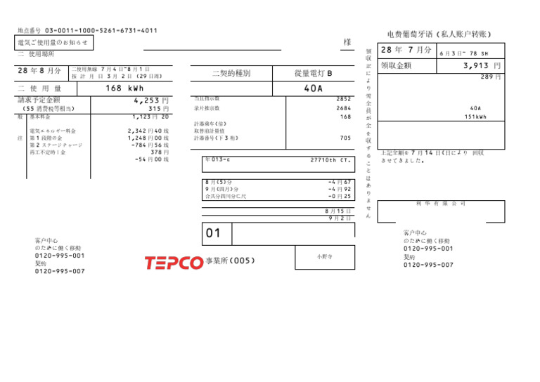 Japan TEPCO Bill | PDF