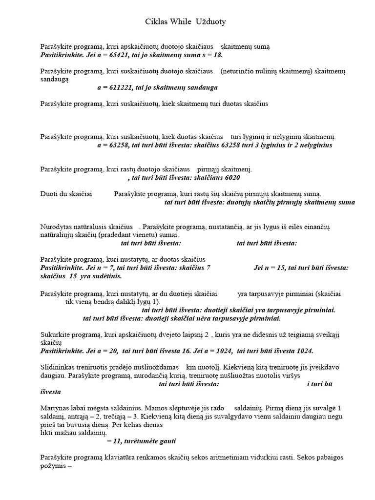 While Uzduotys | PDF