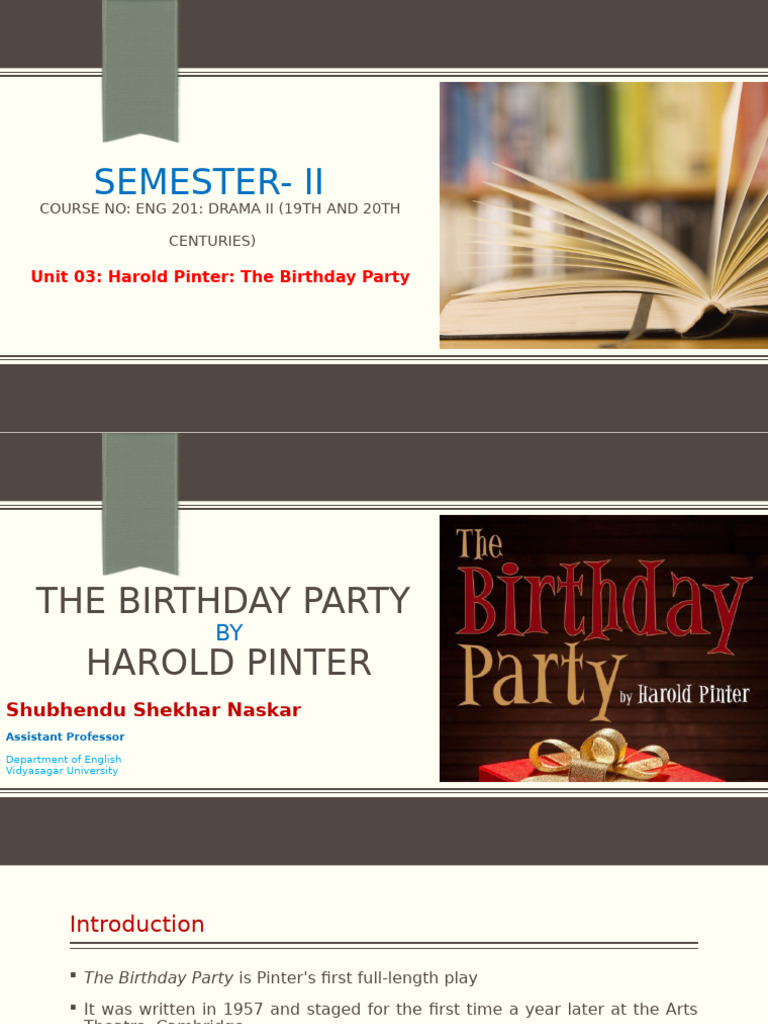 The Birthday Party by Harold Pinter | PDF
