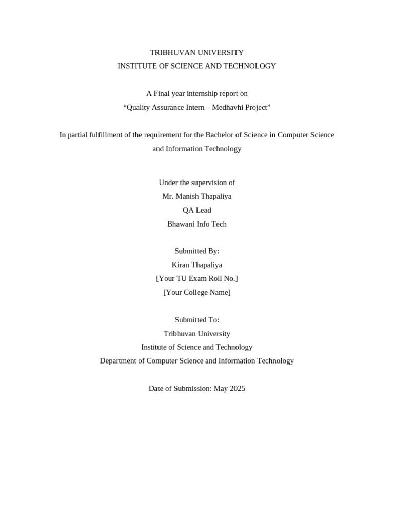 Kiran Thapaliya Internship Report Part1 | PDF | Computer Science | Information Technology