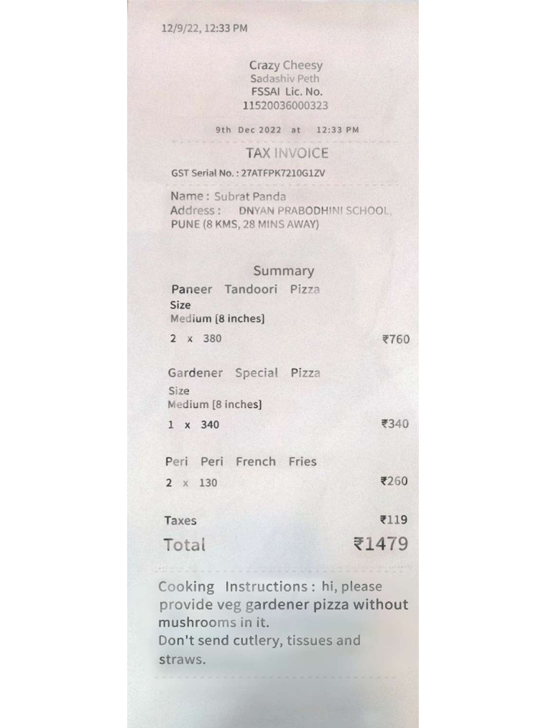 Team Lunch Bill | PDF