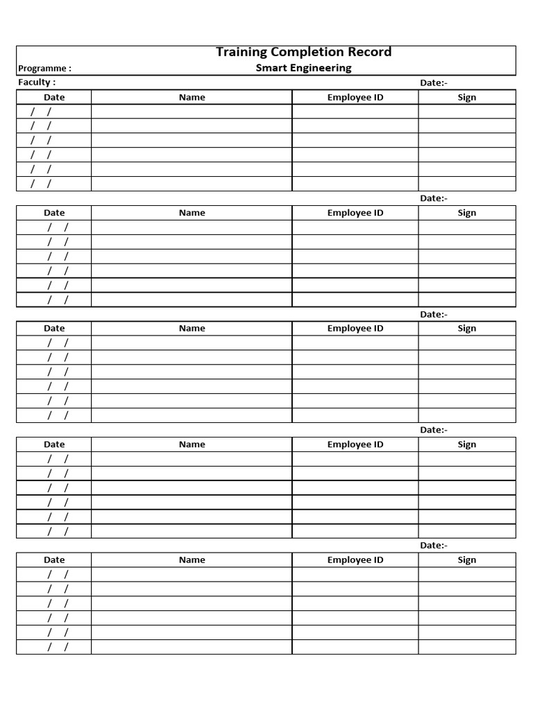Training Completion Record | PDF