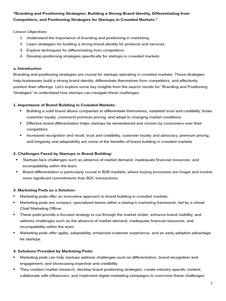 Elective 2 Branding and Positioning Strategies | PDF | Brand | Marketing