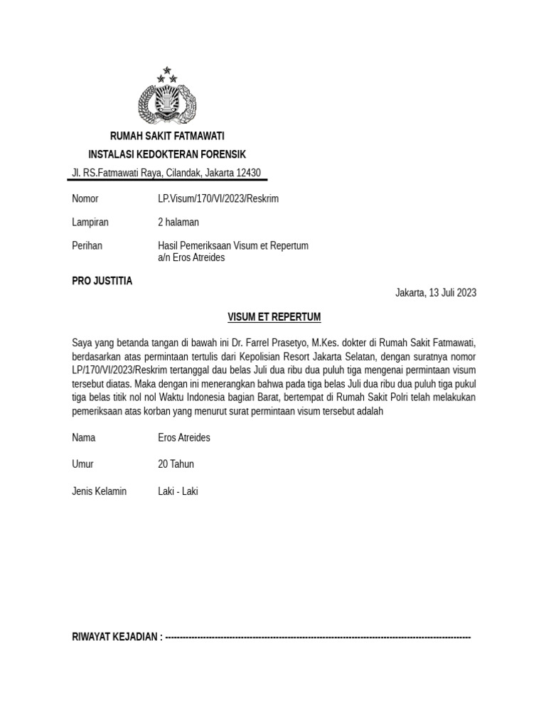 Surat Visum Korban[1] | PDF