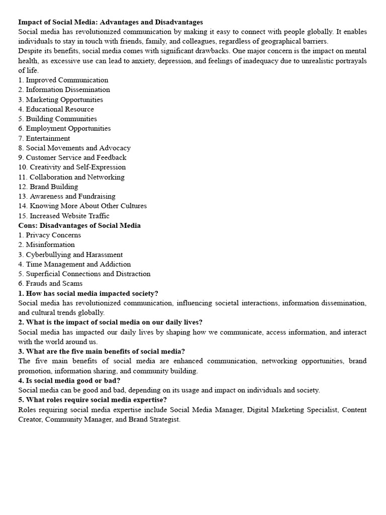 Social Media: Pros and Cons Explained | PDF