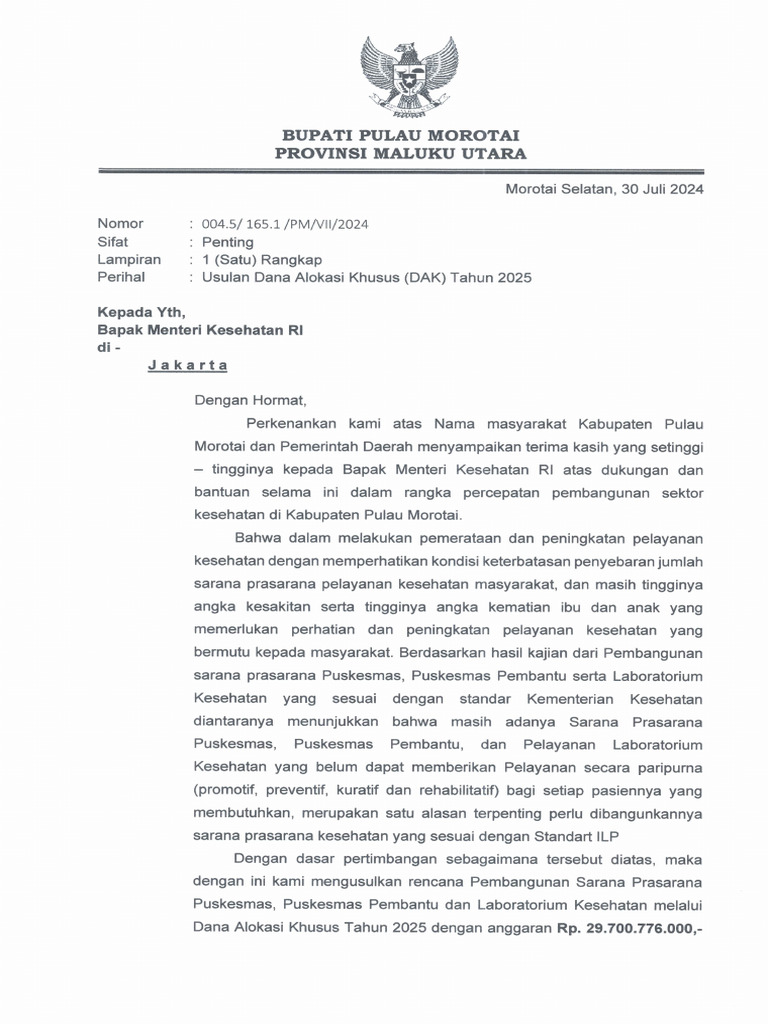 Surat Usulan Dak Fisik 2025 | PDF