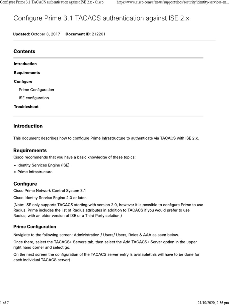 TACACS_Authentification_PRIME | PDF