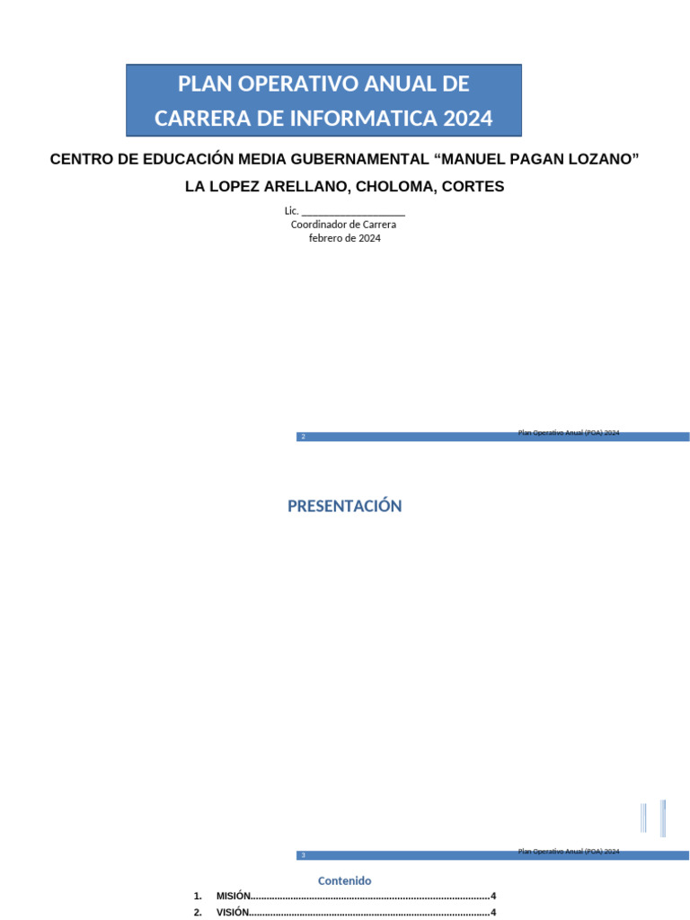 Esquema Poa 2024 | PDF | Presupuesto | Plan de estudios