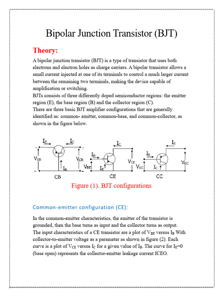 Bipolar Junction Transistor | PDF | Bipolar Junction Transistor | Computer Engineering