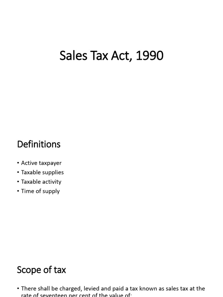 Overview of Sales Tax Act 1990 | PDF | Taxes | Sales Taxes In The ...