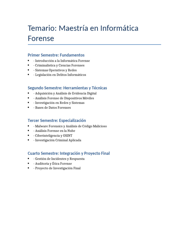 Temario Maestria Informática Forense | PDF