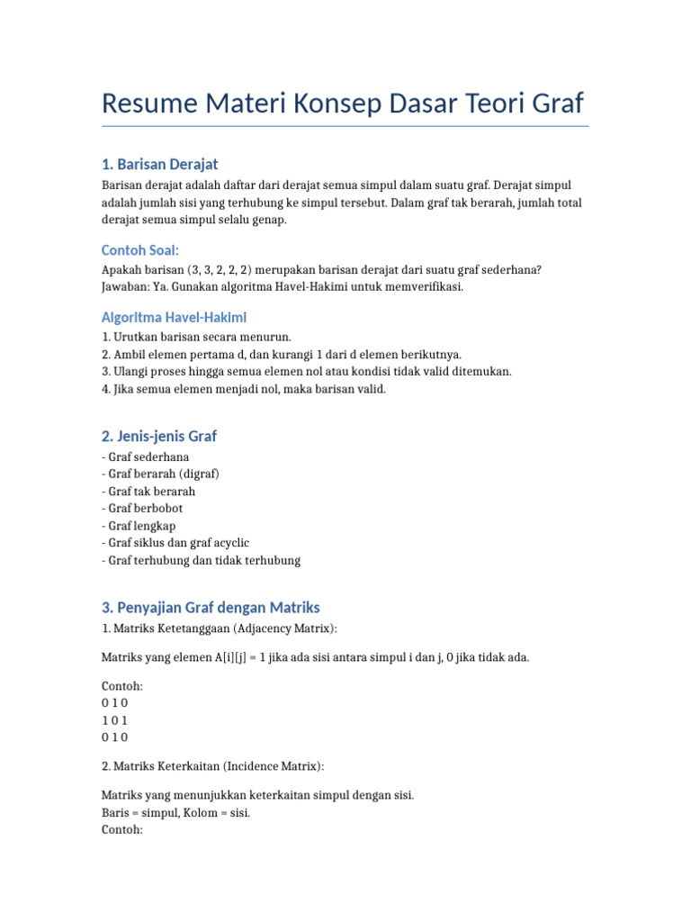 Resume Konsep Dasar Teori Graf | PDF