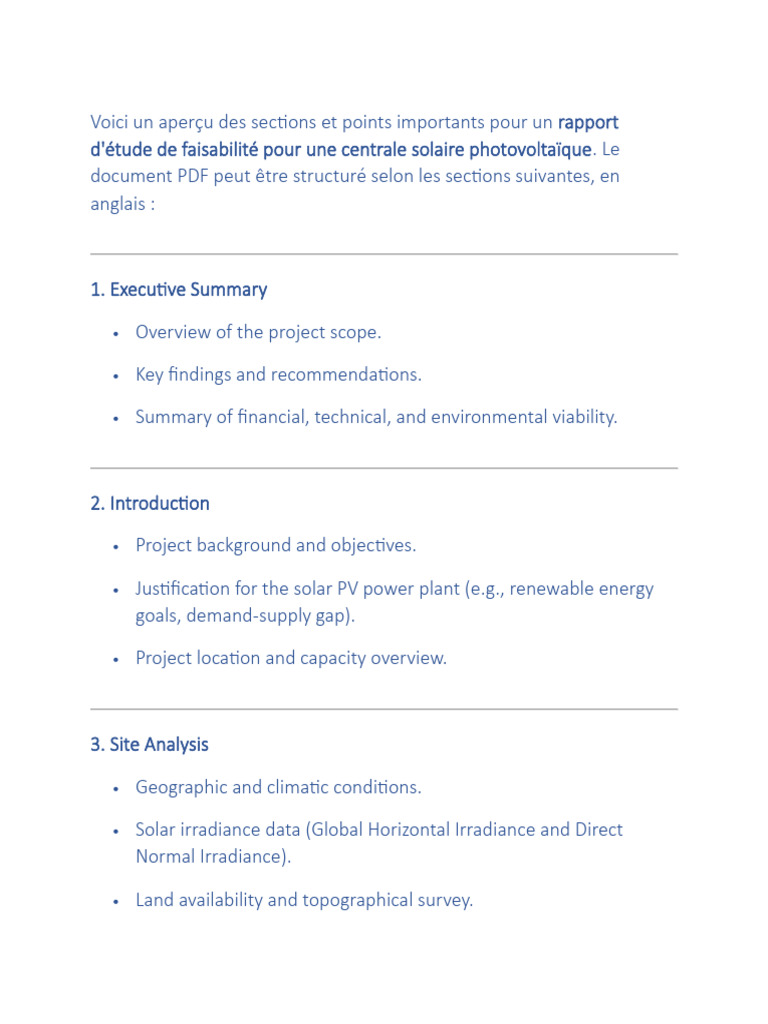 Rapport d'étude de faisabilité centrale solaire | PDF | Diode | Dopage ...