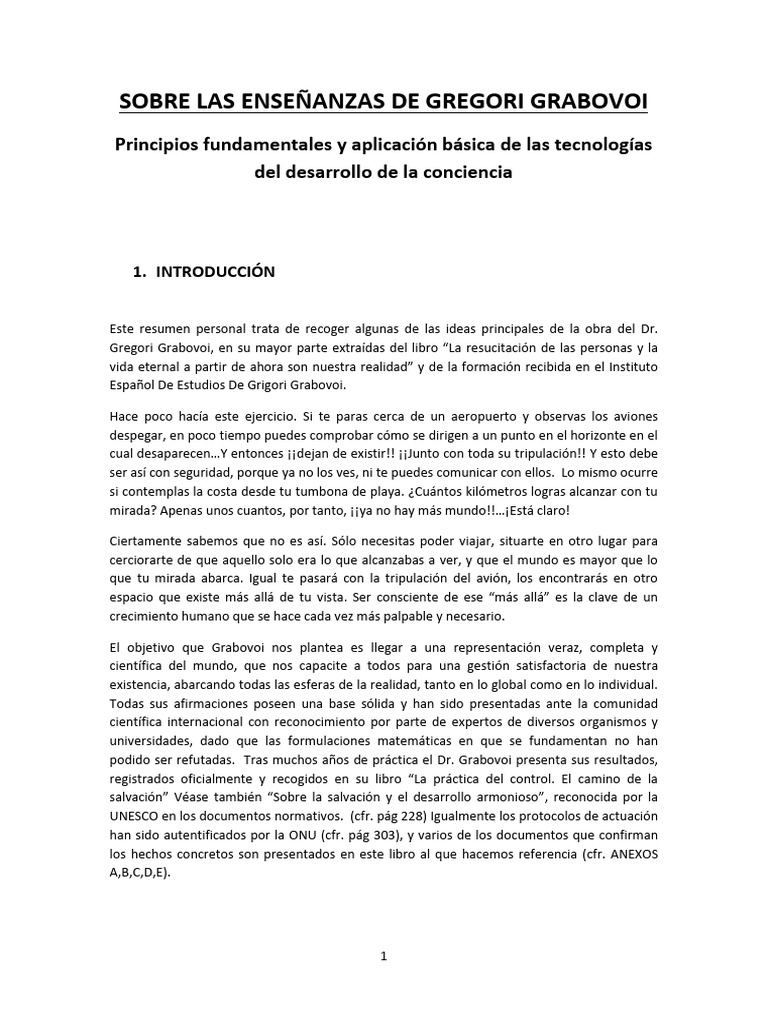 ESTRACTO GRABOVOI RESu | PDF | Pensamiento | Inmortalidad