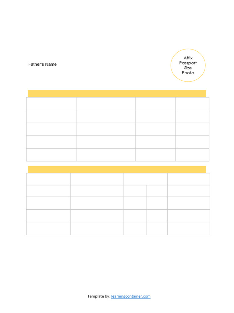 Simple Bio Data Format in PDF | PDF