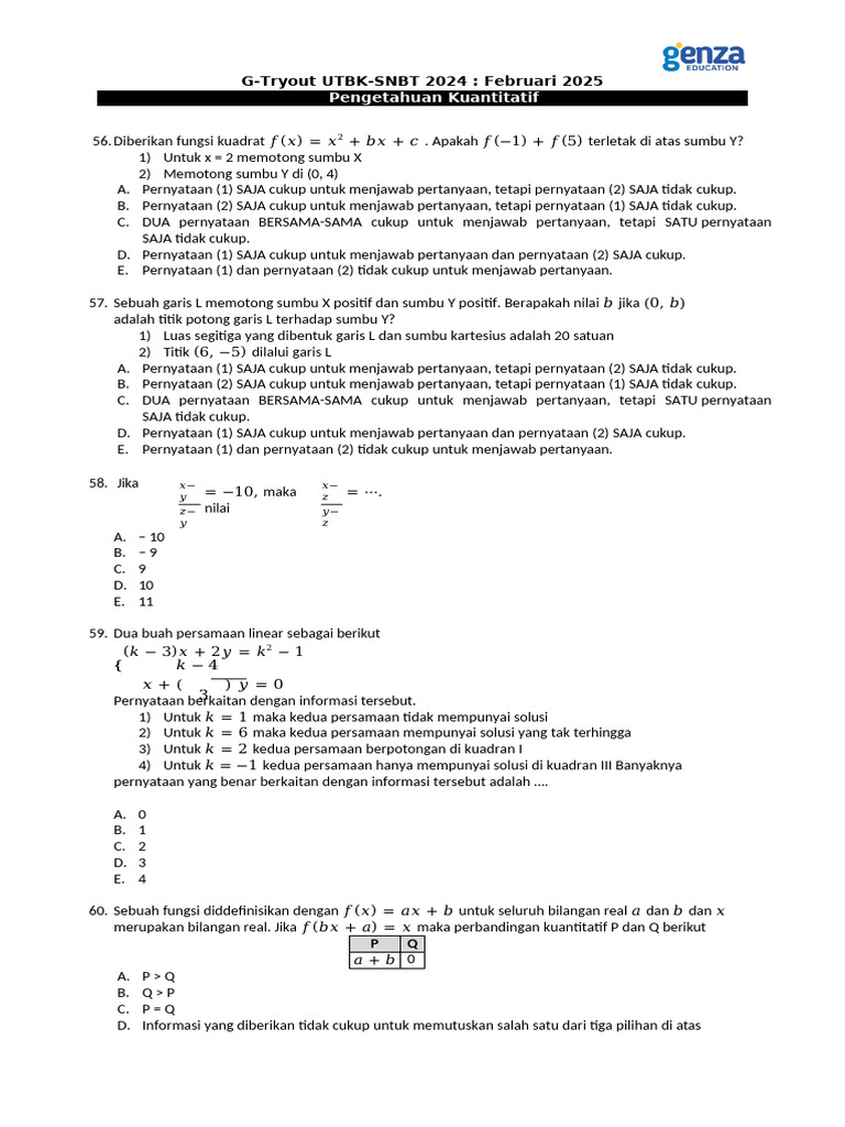 Soal Sub Tes PK (Februari 2025) | PDF