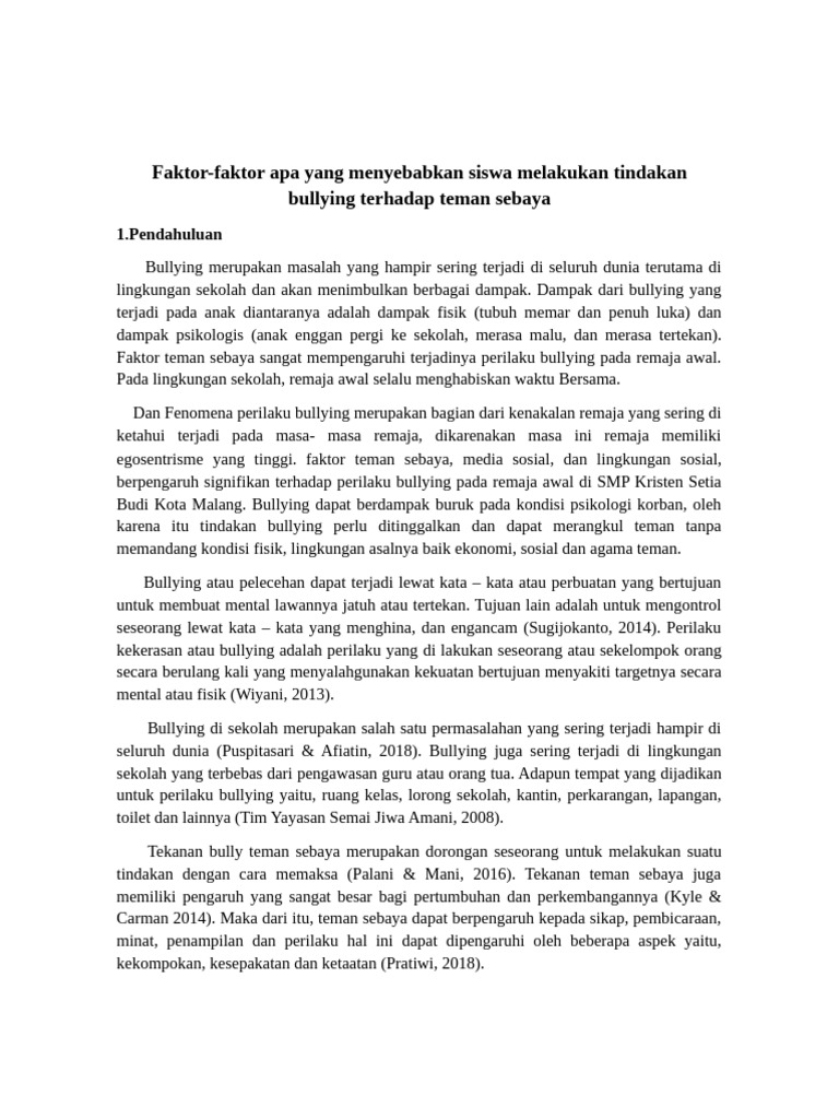 Faktor Penyebab Bullying di Sekolah | PDF