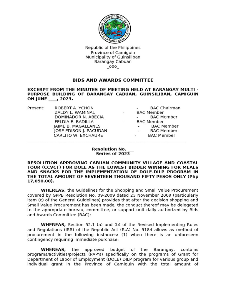 Bac Reso Lowest Bidder CCVCT | PDF | Government