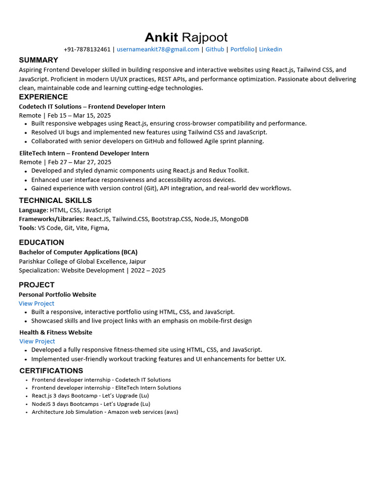 Ankit Resume | PDF