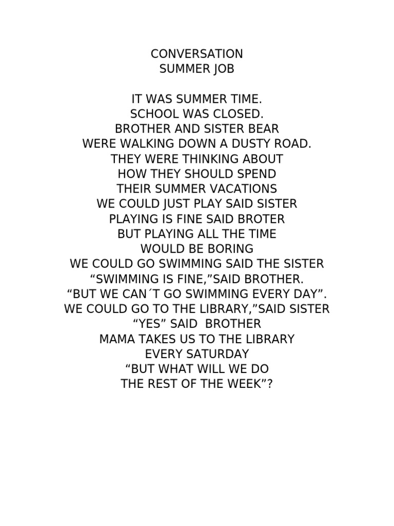 Summer Job Conversation | PDF