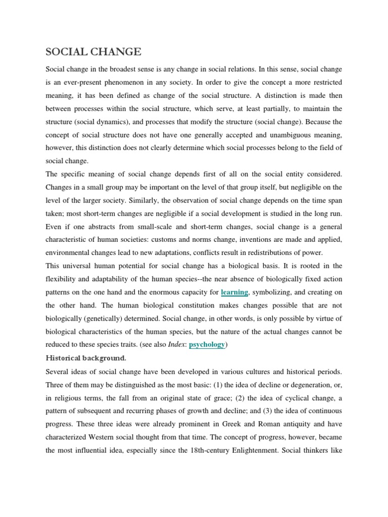Social Change: Historical Background | PDF | Business Cycle | Economic ...