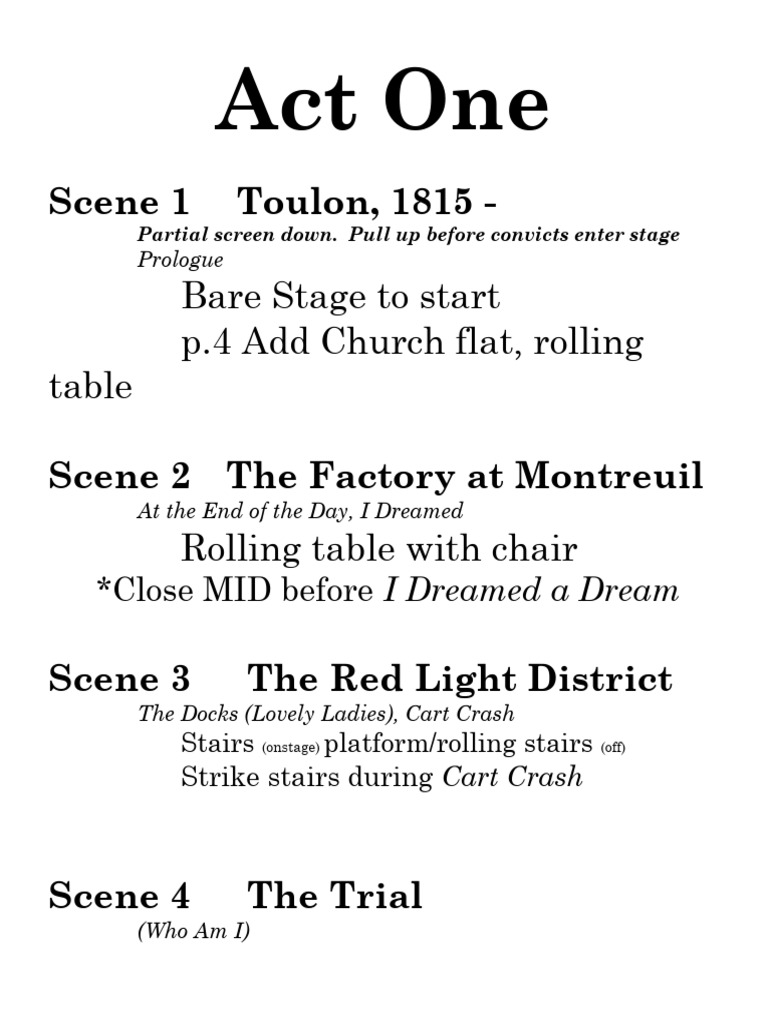 Les Misérables Act Breakdown and Scenes | PDF