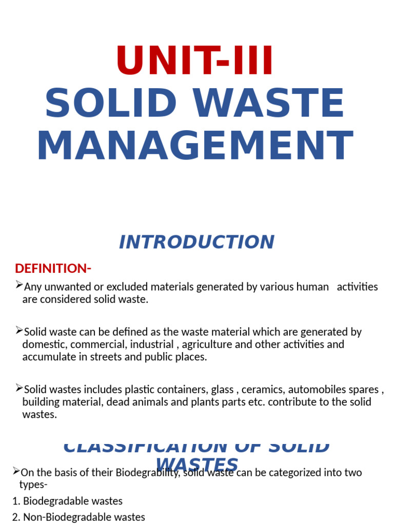 Solid Waste Management Overview | PDF | Waste | Municipal Solid Waste